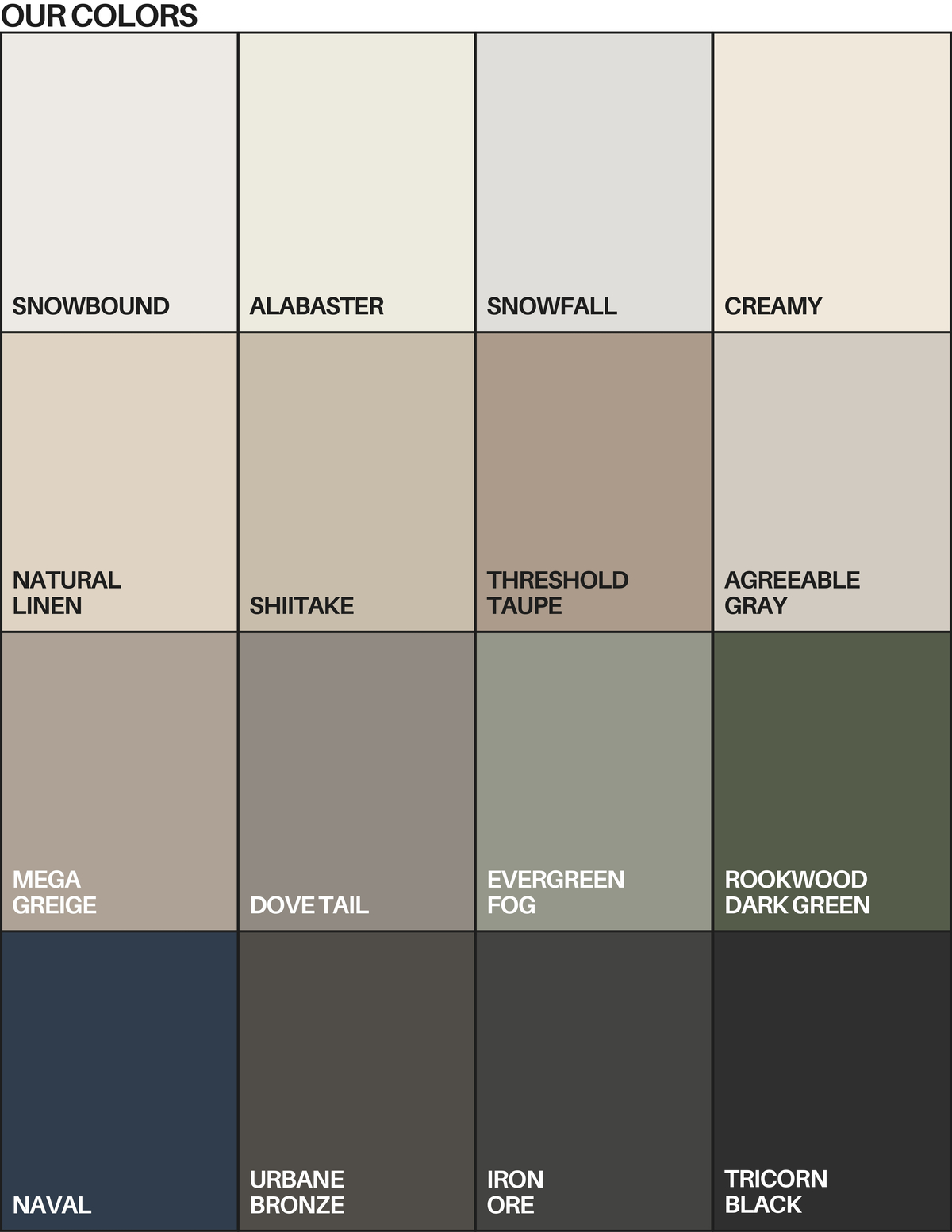Standard Color Options | Joyful Cabinet Painting